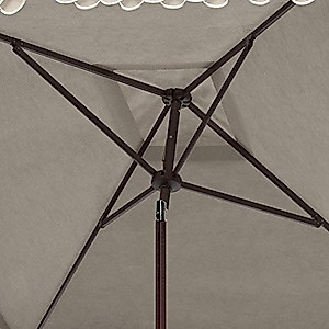 Safavieh PAT8406C Outdoor Elegant Valance Beige and White 7'6" Square UV Protected Umbrella