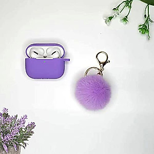 Case for Airpods Pro 2nd Generation,Cover for AirPods Pro 2 Case Cover Cute with Keychain Pom pom Ball Kit for Women Girls, Silicone Skin Case for Apple Airpods Pro 2nd Gen Charging Case (Purple)