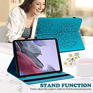 VODEFOX Case for iPad Mini 6 2021 (8.3 Inch) 6th Generation Case, Embossed Deer&Tree PU Leather Retro Shockproof Slim Case with Pencil Holder Elastic Strap Stand Cover for iPad Mini 6th Gen - Blue