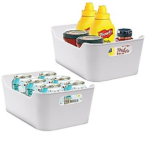 bHome Plastic Storage Bins For Kitchen Organization, Pantry Organization and Storage, Closet Organizers & Storage Containers - Baskets for Organizing Cabinets, Freezer, & Fridge Organizer Bin Set of 2