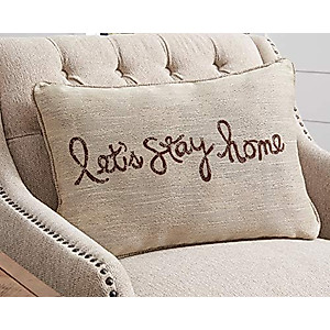 Signature Design by Ashley "Let's Stay Home" Scripted Throw Pillow, 22 x 16 Inches, Beige