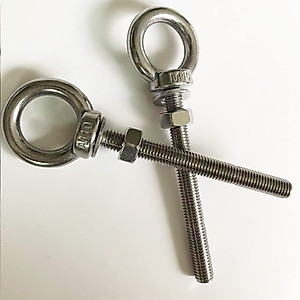 HYXXYY Stainless Steel Eye Bolt, 2pack M10 Shoulder Eye Bolts 3/8" X 4"with Nuts and Washer Thread Lifting Ring Eyebolt