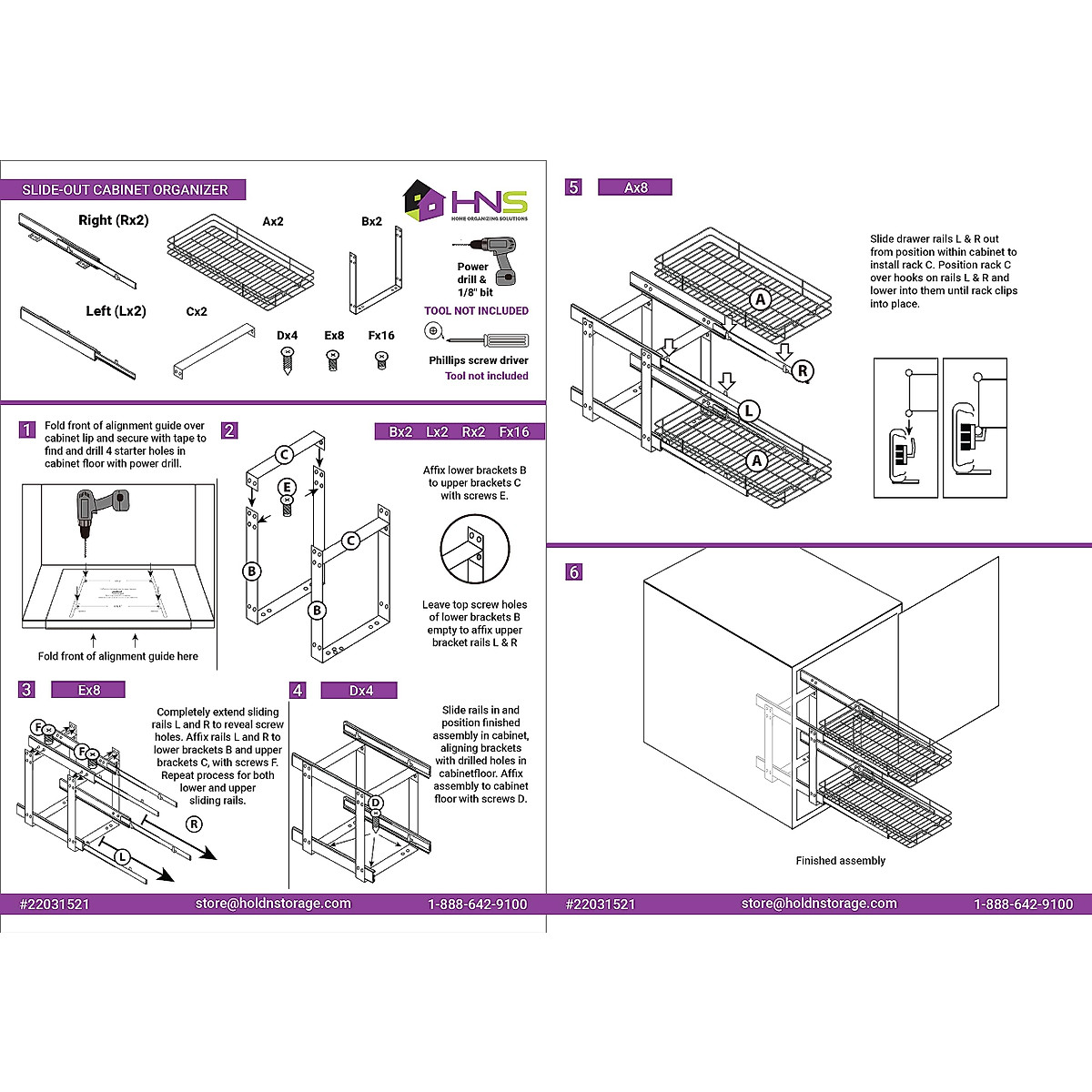 Hold N’ Storage Pull Out Cabinet Organizer 2 Tier – Heavy Duty Metal with Lifetime Limited Warranty -Anti Rust Chrome Finish - 15.5" W x 21" D x 16.5" H