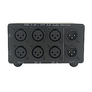 SOLUPEAK 3-Way XLR Stereo Audio Switch Box, Balanced Audio Converter, Passive Signal Source Audio Input Selector Switcher Splitter Box 3 in 1 Out (X301)