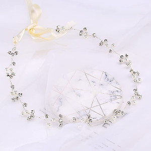 Didder Bridal Headpiece for Wedding, Silver Bridal Headband Rhinestone Wedding Headpiece for Bridal, Crystal Wedding Headband Hair Accessories for Brides Women Wedding Jewelry for Bride Bridesmaids