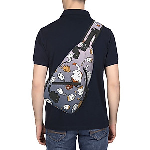 Funny Cute Cat Sling Backpack Cat Chest Bags Crossbody Animal Shoulder Bag for Men Women Boys Girls