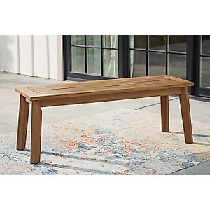 Signature Design by Ashley Janiyah Casual Outdoor Dining Bench, Light Brown