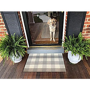 Ukeler Grey Buffalo Plaid Rugs 35.4'' x 23.6'', Durable and Washable Gray and White Rug for Porch/Entry Way/Front Door/Sink