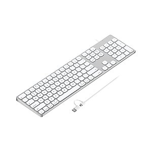 Aluminum USB Wired Keyboard with Numeric Keypad for Apple Mac Pro, Mini Mac, iMac, iMac Pro, MacBook Pro/Air