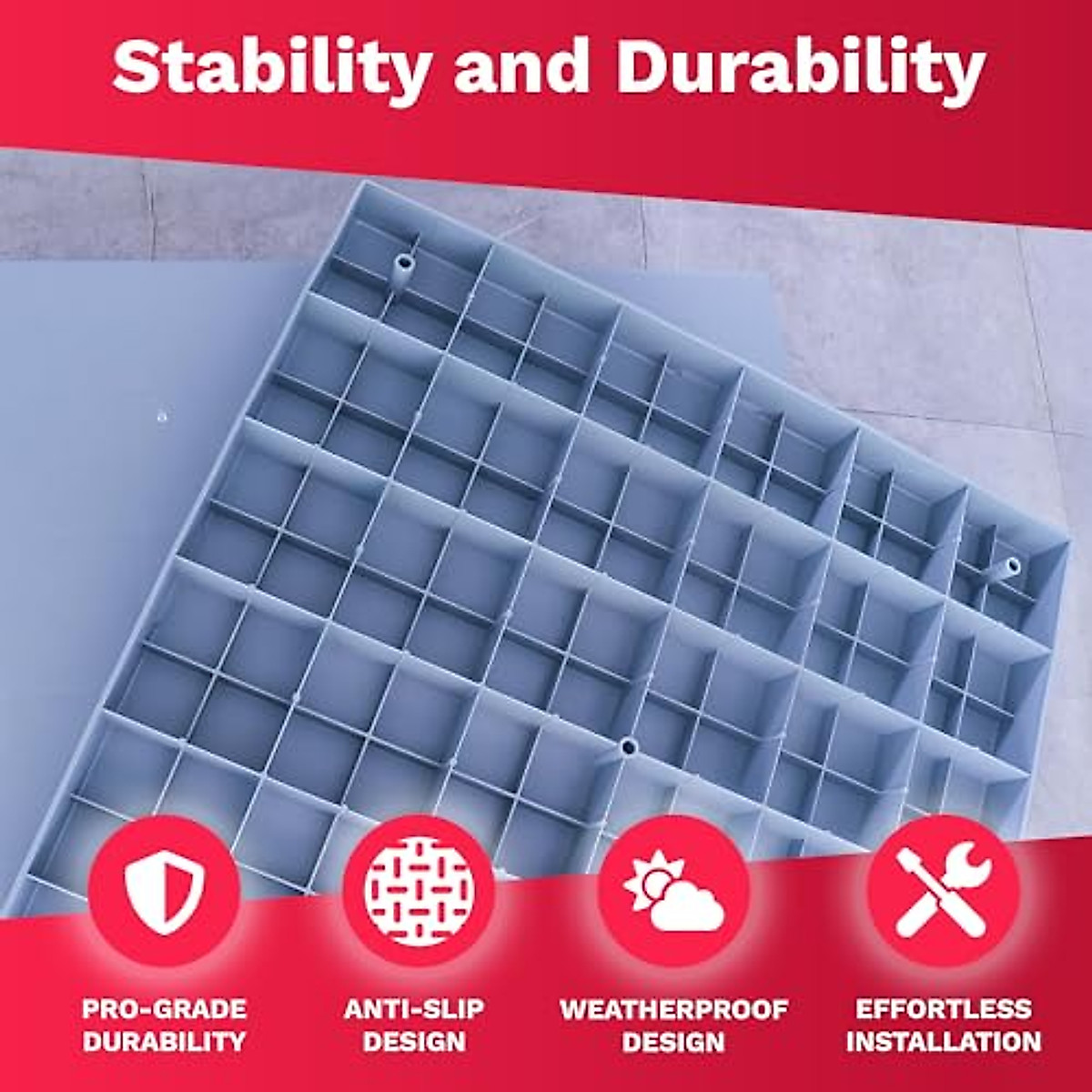 DuctlessAire Equipment Pad - Ductless Mini Split Air Conditioner Heat Pump Condenser Pads - Anti-Slip Outdoor Ground Mounting Base for HVAC Unit - Outdoor Condenser Unit Pad (32" W x 32" L x 3" H)