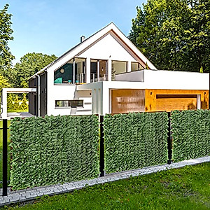 Whonline Artificial Faux Ivy Hedge Privacy Fence Wall Screen 118 x 39.4in Outdoor Privacy Fence Hedges Screen with 30pcs Nylon Cable Zip Ties for Balcony, Garden, Deck Décor