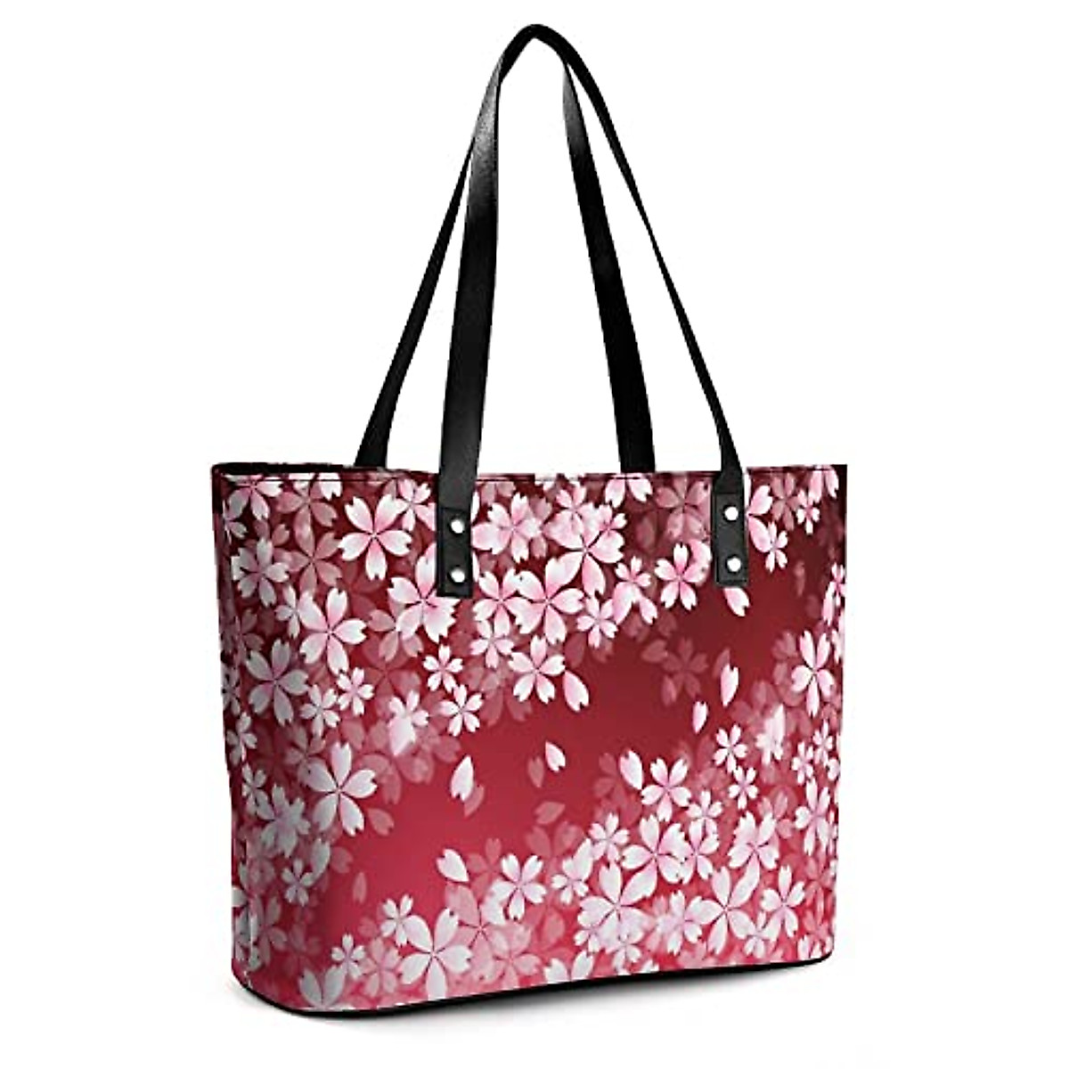 Womens Handbag Cherry Flowers Leather Tote Bag Top Handle Satchel Bags For Lady