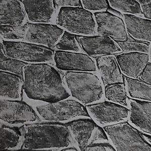 11 Yards Stone Wallpaper Peel and Stick Removable Castle Tower Rustic Contact Paper Self Adhesive Backsplash Wall Panels Decorative for Cabinets Kitchen Dark Grey Fortress