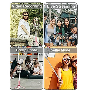 COLORLIZARD CellphoneTripod with Remote, Aluminum Alloy Selfie Stick Tripod, Best Foldable Mini Extendable Tripod Stand 270° Rotation Compatible with iPhone/Android Travel Essentials (Pink)