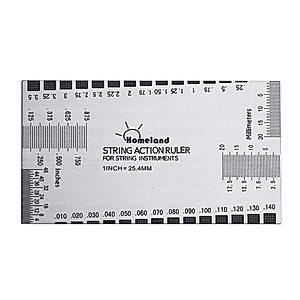 Alnicov Stainless Steel String Action Ruler Guitar Setup Gauge Luthier Measuring Tool with User Guide for Electric, Acoustic Bass Guitars