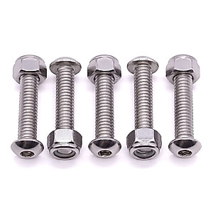 3/8-16 x 3 (10 Sets) Stainless Steel Button Head Socket Cap Screws with Hex Locknuts with Nylon Insert, Stainless Steel 304 (18-8), Full Thread, Allen Hex Drive