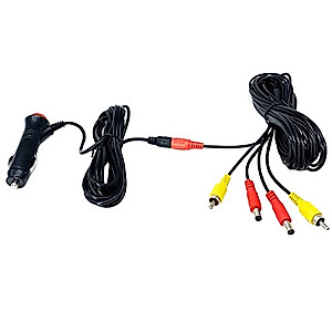 Universal 12V 24V Car Cigarette Lighter 7m Video Wire Cable + 3m RCA Video Power Cable Adapter Plug with Switch Power Cord for Rearview Camera Connect Car Monitor Power Wire Adapter Plug Easy Install