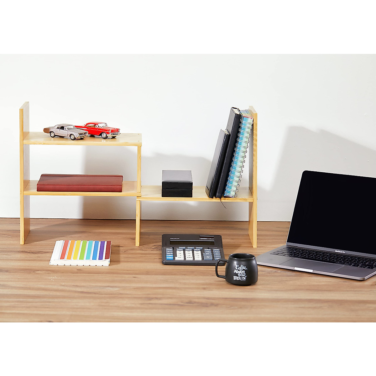 RoyalHouse Natural Bamboo Desktop Organizer, Attractive Design, Stand Shelf for Books, Accessories and More, Home Décor, Ideal Gift for Family & Friends