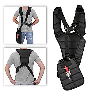 ifundom Black Comfort Strap Double Shoulder, Trimmer Shoulder Strap for Trimmers Brushcutters Strimmer Harness, Garden Brush Cutter Lawn Mower Nylon Belt fit for Brush Cutter Trimmer Kit