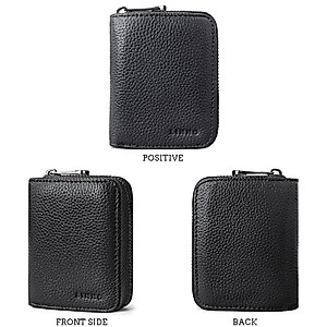 Linno RFID 20 Card Slots Credit Card Holder Genuine Leather Small Card Case for Women or Men Accordion Wallet with Zipper