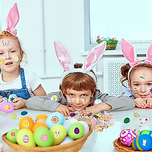 JULBEAR Bulk Easter Foam Stickers, 900Pcs Spring Decorative Glitter Self Adhesive Egg Bunny Chick Flower Butterfly Foam Shapes Stickers for Arts Crafts Cards Easter Home Party Decorations Supplies