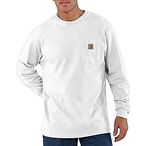 Carhartt Men's Loose Fit Heavyweight Long-Sleeve Pocket T-Shirt, White, REG-4XL