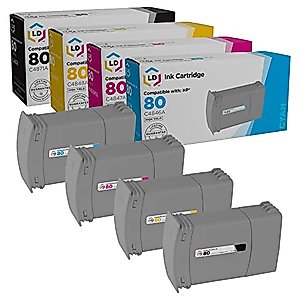 LD Products Remanufactured Ink Cartridge Replacements for HP 80 (Black, Cyan, Magenta, Yellow, 4-Pack)