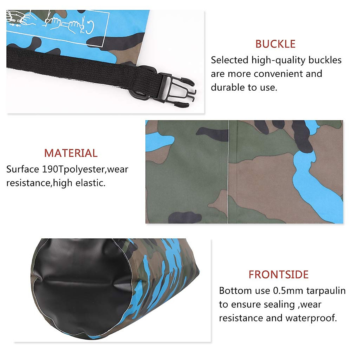 Waterproof Dry Bag 2L/5L/10L/15L/20L/30L, Roll Top Sack Keeps Gear Dry for Kayaking, Rafting, Boating, Swimming, Camping, Hiking, Beach, Fishing with Free Waterproof Phone Case (Light Blue, 10L)