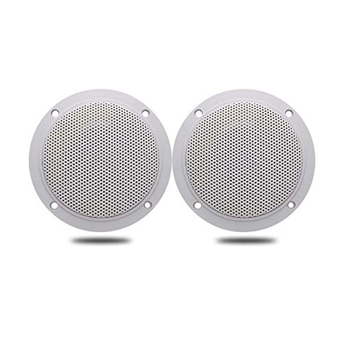Herdio 4 Inches Waterproof Marine Ceiling Speakers with 160 Watts Power, Handling for Kitchen Bathroom Boat Car RV Camper Motorcycle Cloth Surround and Low Profile Design - 1 Pair (White)