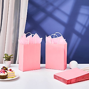 SUNCOLOR 24 Pack Small Party Favor Bags Goodie Bags for Birthday Party Gift Bags With Handle (Pink)