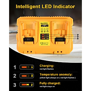 DCB102 Battery Charger Replacement for Dewalt Battery Charger Compatible with Dewalt 12V 20V Max Lithium Battery (Include 2Pack Battery)
