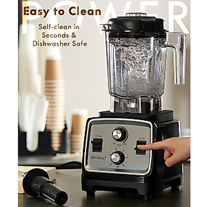 HECMAC 3-Peak HP Powerful Blender with 68 oz. BPA Free Self-Cleaning Container, Handy Tamper – Professional-Grade for Home & Commercial Kitchen, Food and Drink Blending (Max. 2200W/1400W, 110V)