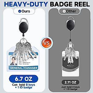 Teskyer 2 Pack Heavy Duty Retractable Badge Holders with Carabiner Reel Clip and Extra Thick Clear Name Tag ID Card Holders, Horizontal