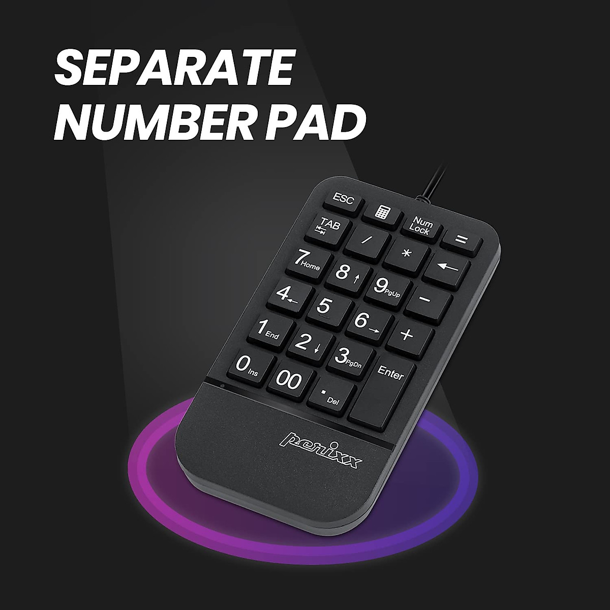 Perixx PERIDUO-606A, 3-in-1 Wireless Compact Ergonomic Keyboard with Vertical Mouse and Numeric Keypad - Adjustable Palm Rest - Tilt Wheel - Membrane Low Profile Keys - US English