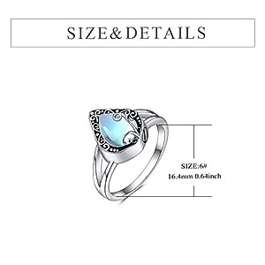 POPLYKE Urn Ring for Ashes Sterling Silver Moonstone Filigree Cremation jewelry Rings For Ashes Of Loved Ones Memorial Keepsake（6 Size）