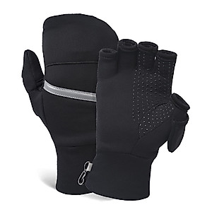 TrailHeads Womens Power Stretch Convertible Mittens,small/medium, Black