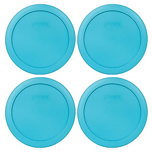 Pyrex Bundle - 4 Items: 7201-PC 4-Cup Surf Blue Plastic Food Storage Lids