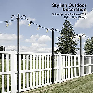 String Light Poles for Outside 2 Pack, Outdoor Light Poles for String Lights with 5-Prong Base and Spiral Ground Anchor, 8.5 ft Heavy Duty Metal Posts for Backyard Garden Patio Christmas Lighting