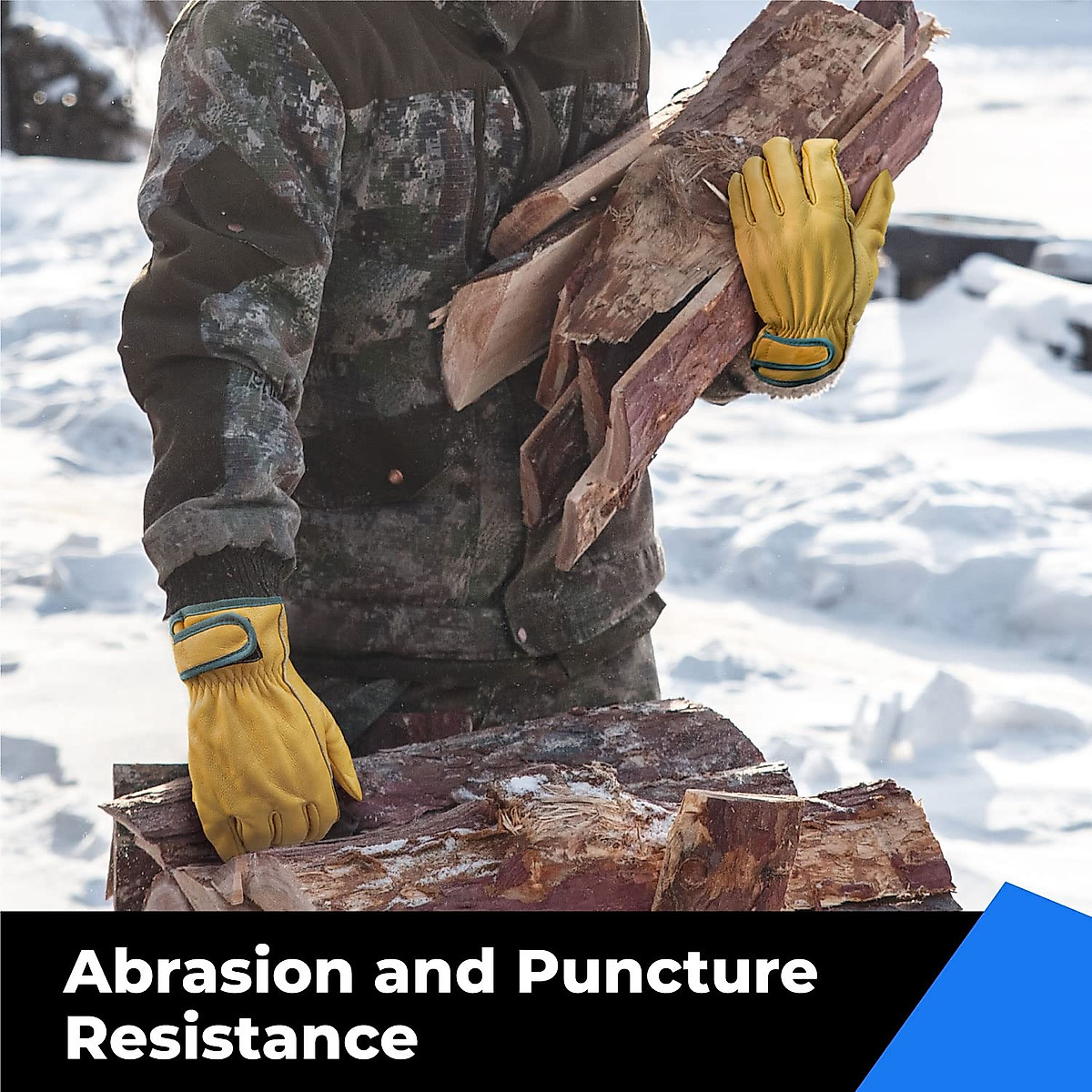 toolant Winter Leather Work Gloves, Warm Thinsulate Lining for Cold Weather Work, 100% Full Grain Cowhide with Abrasion and Puncture Resistance, Size Large