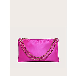 Verdusa Women's Satin Evening Handbag Shoulder Bag Purse Hot Pink one-size