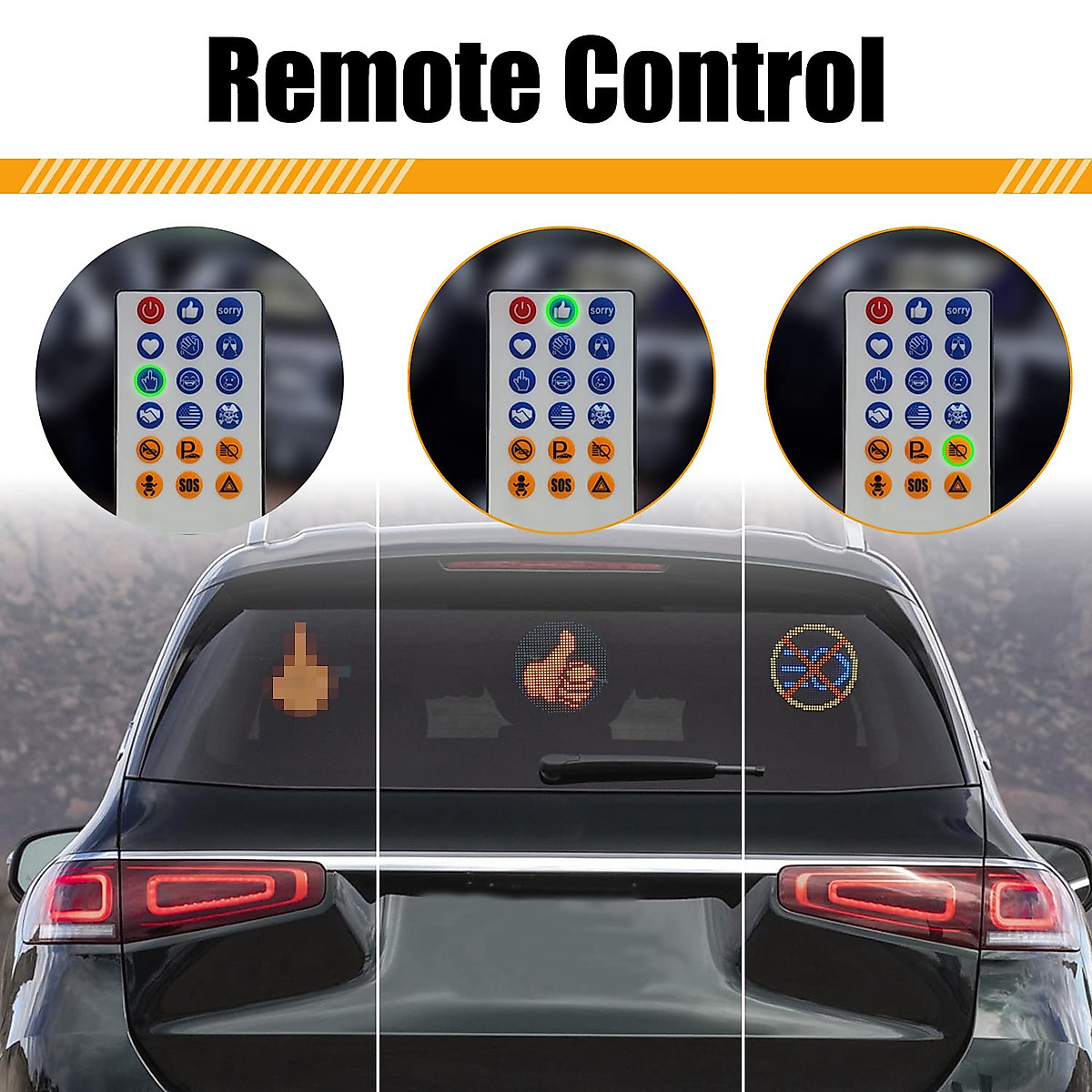 Funny Car Accessory, Cartaoo Upgrade Back Window LED Display Light, 17 Funny Emoticons - Give The Birds & Wave to Drivers, Truck Accessories, Cool Car Gadgets & Road Rage Sign