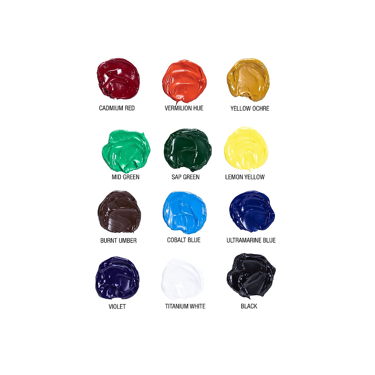 RoseArt Premium Oil Paint - Set 12 Colors, Maximum Strength Pigmented Oil Paints for Professionals, Students,