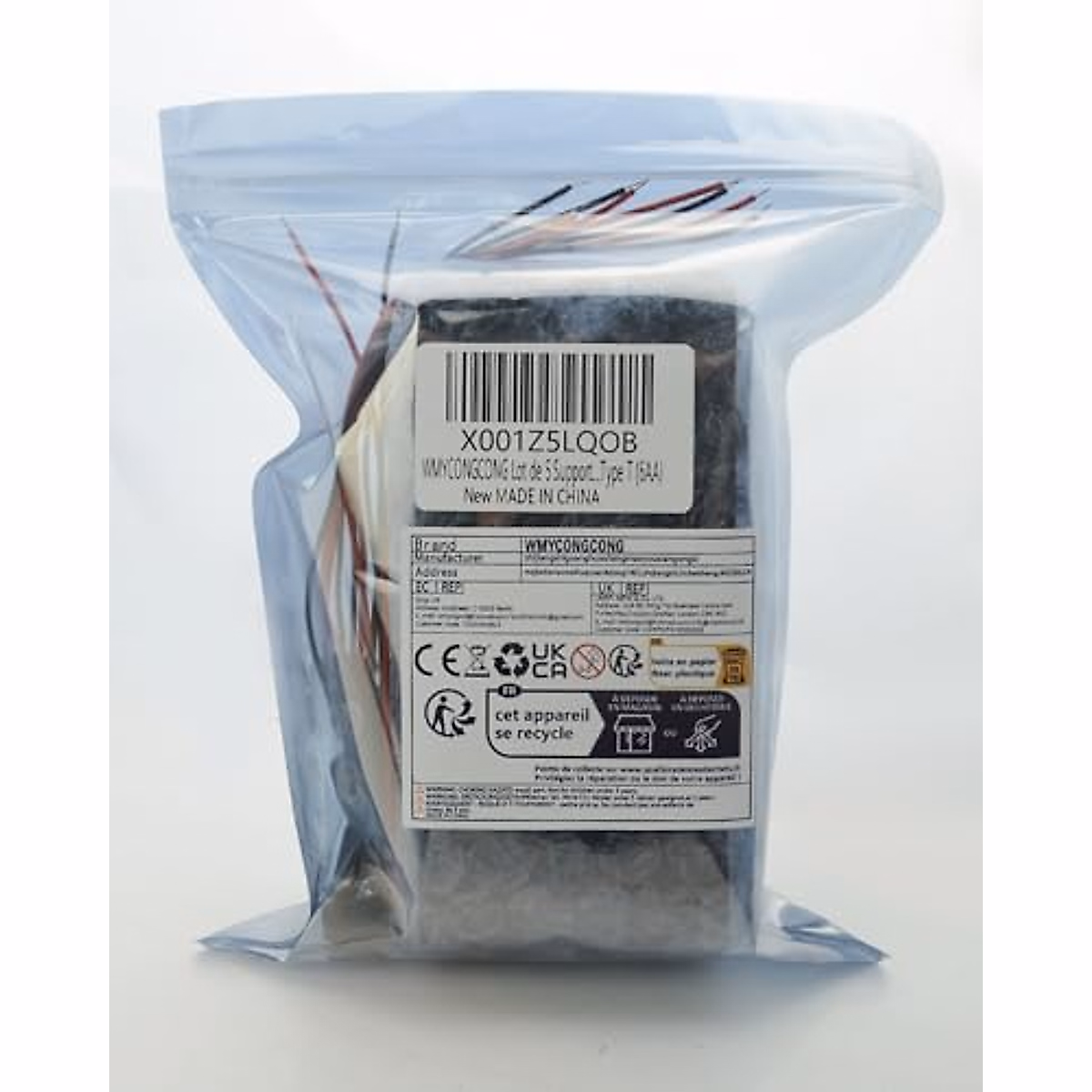 WMYCONGCONG 5 Pack 6 x 1.5V AA Battery Holder with Connector and Hard Plastic Housing T Type Wire (6AA)