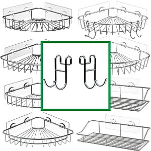 Jovware Shower Caddy Hooks, Razor Hooks for Shower, Razor Hanger for Shower, Shower Caddy with Hooks, Shower Hooks for Loofah, Razor Holder 2 Pack Silver