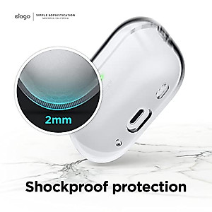 elago Clear Case Compatible with Apple AirPods Pro 2nd Generation Case Cover (2022), Strap Included, Protective Case, Transparent Shockproof, Supports Wireless Charging [Transparent]