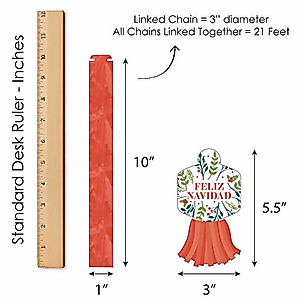 Big Dot of Happiness Feliz Navidad - 90 Chain Links and 30 Paper Tassels Decoration Kit - Holiday and Spanish Christmas Party Paper Chains Garland - 21 feet