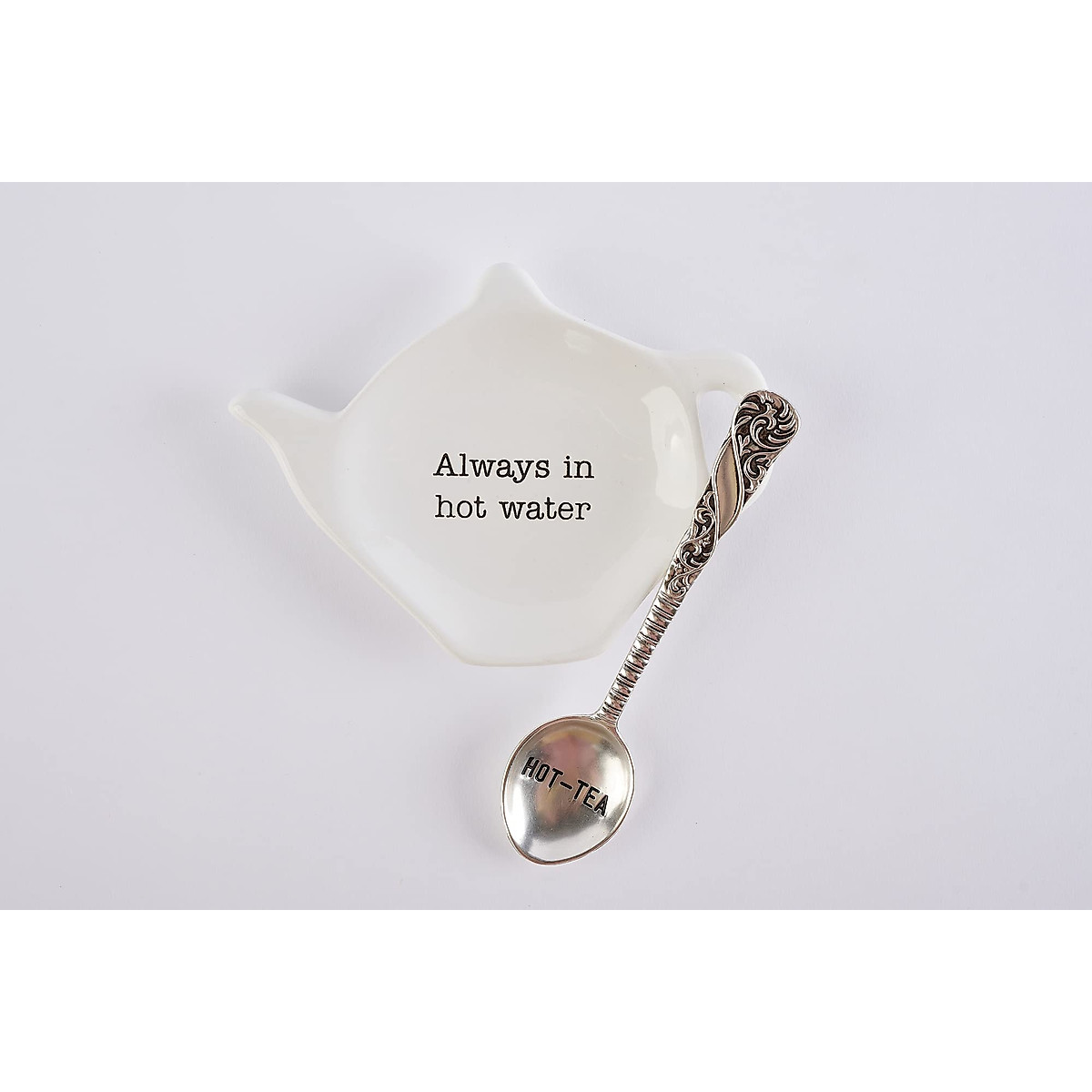 Mud Pie Home Kitchen Circa Tea Time Teapot Tea Bag Spoon Rest Sets 42600444 (Always in hot water)