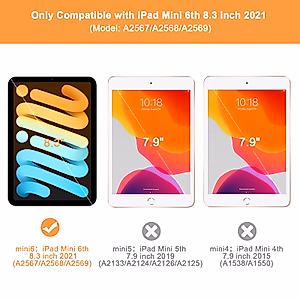 Rantice Case for iPad Mini 6 2021, iPad Mini 7 (A17 Pro) 2024 Case with Pencil Holder and Kickstand for Women Girl Kids, Slim Shockproof Clear Transparent Cover for iPad Mini 8.3 inch (Black Leopard)