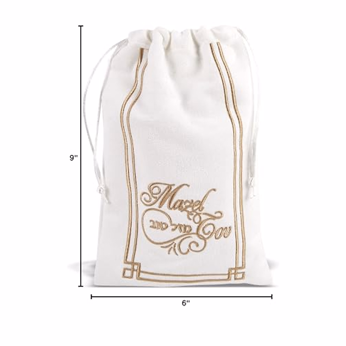 Jewish Wedding Chuppah Glass Breaking Cup in Luxurious White Suede Bag Embroidered with Mazel Tov in Hebrew and English Special Protective Bag Easy Breaking Glass Jewish Huppah Custum By Zion Judaica