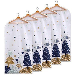 Hanging Garment Bags, M MOACC Travel Garment Bag for Dress Long 23"x 47" Garment Cover Lightweight Closet Clothes Storage 5 Pack